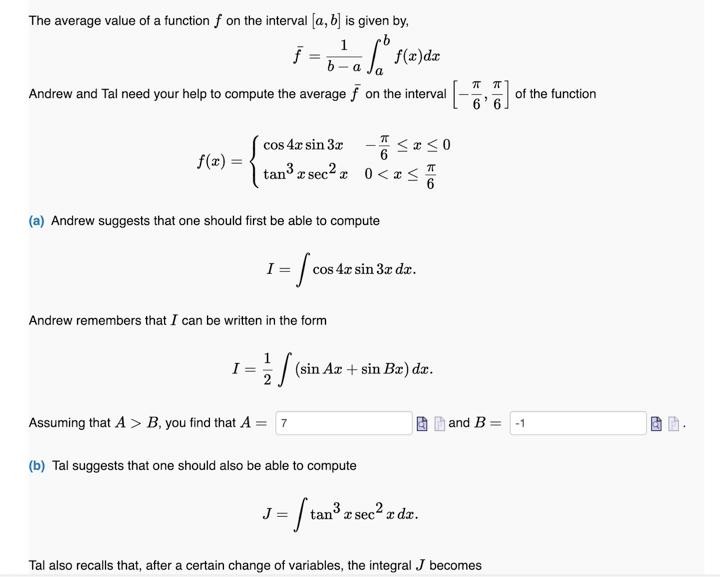 Solved The average value of a function f on the interval | Chegg.com