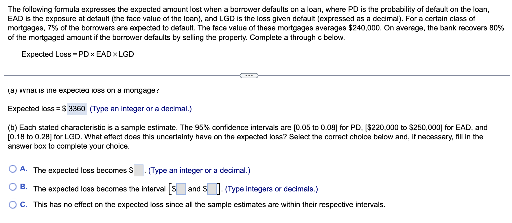 Solved The following formula expresses the expected amount | Chegg.com