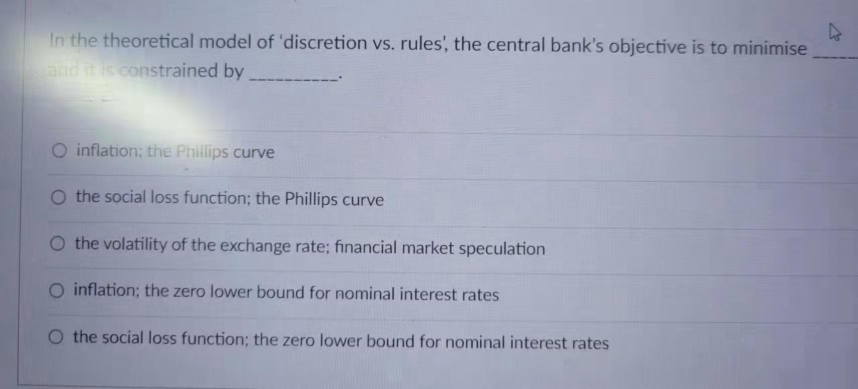 Solved In the theoretical model of 'discretion vs. rules, | Chegg.com