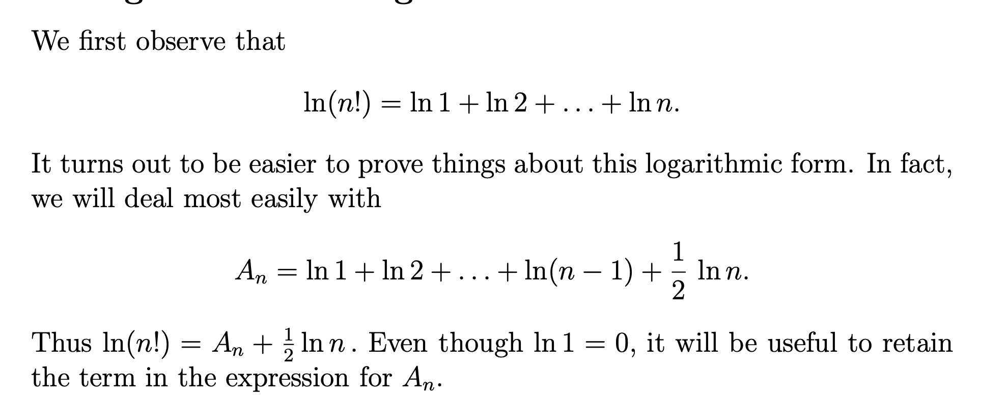 Solved Why is An=ln 1 +...+1/2 ln n used? How exactly, | Chegg.com