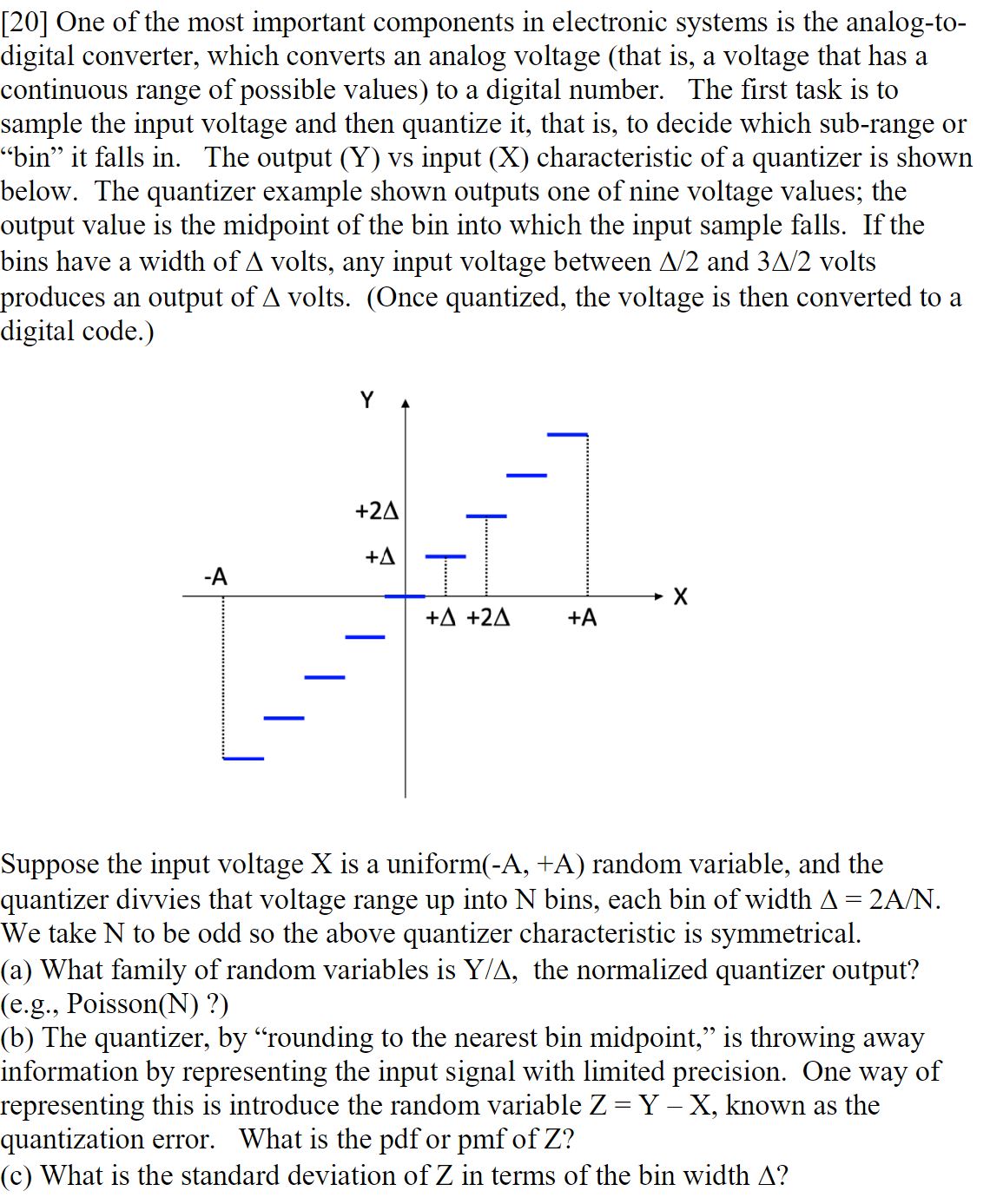 Solved Suppose the input voltage x ﻿is a uniform (-A,+A) | Chegg.com