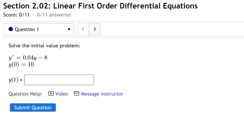 Solved Section 2.02: Linear First Order Differential | Chegg.com