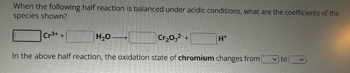 Solved When the following half reaction is balanced under | Chegg.com