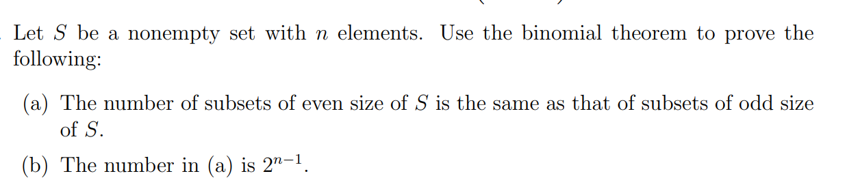 Solved Let S be a nonempty set with n elements. Use the | Chegg.com