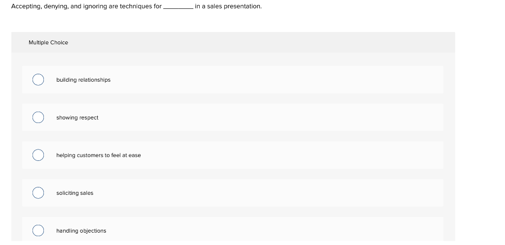 Solved Accepting, denying, and ignoring are techniques for | Chegg.com