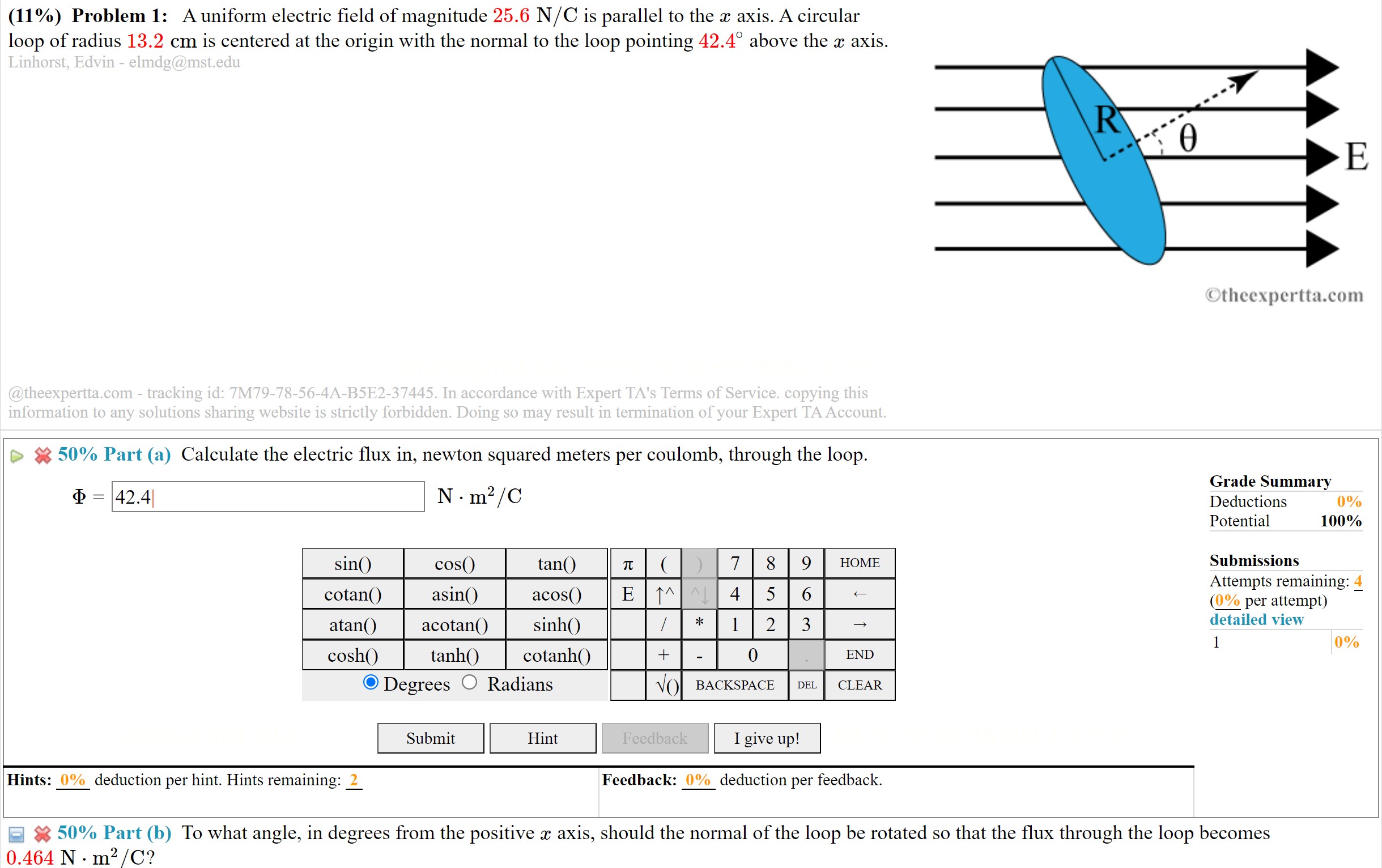 Solved (11\%) Problem 1: A uniform electric field of | Chegg.com