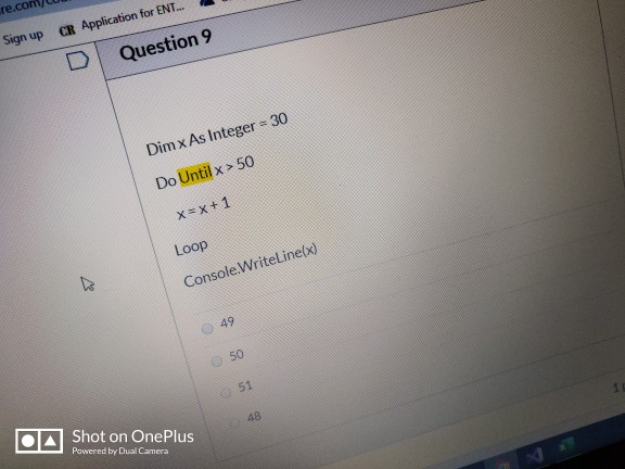 Solved Question 7 30 Dim X As Integer Do While X 