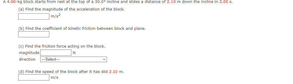 Solved A 4.00−kg block starts from rest at the top of a | Chegg.com