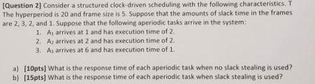 Solved [Question 2] Consider a structured clock-driven | Chegg.com