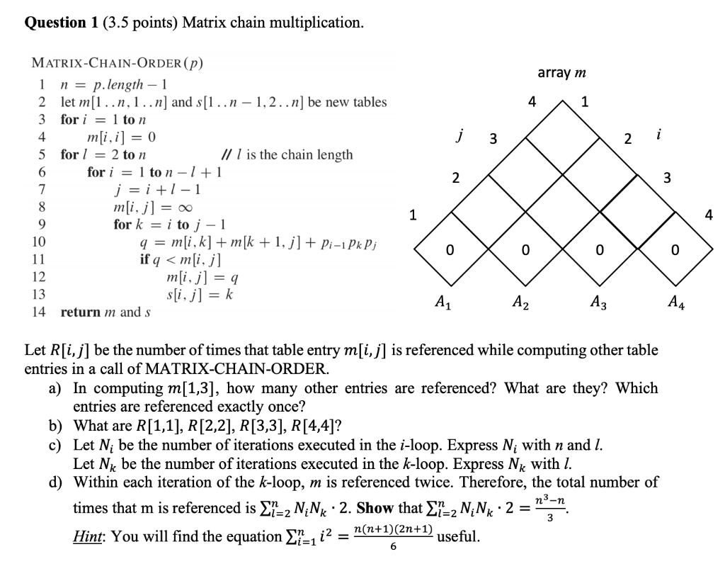 Solved Question 1 3 5 Points Matrix Chain Multiplicatio