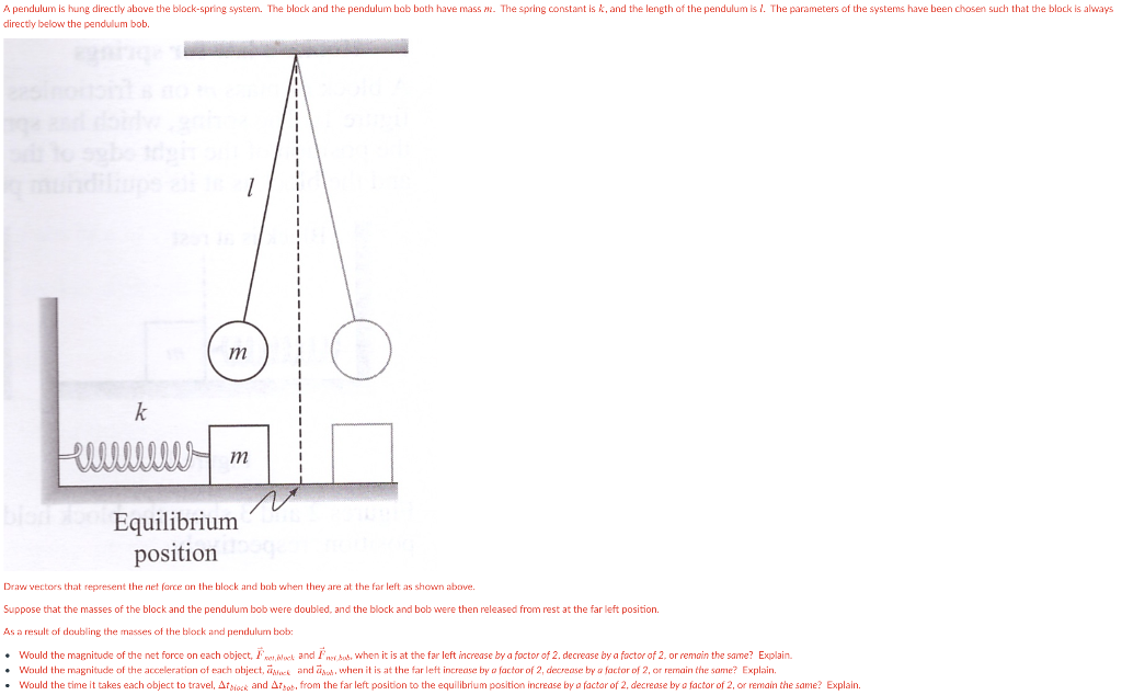 Solved A pendulum is hung directly above the block-spring | Chegg.com