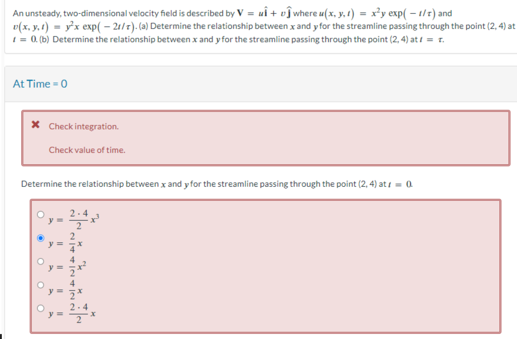 Solved An unsteady, two-dimensional velocity field is | Chegg.com