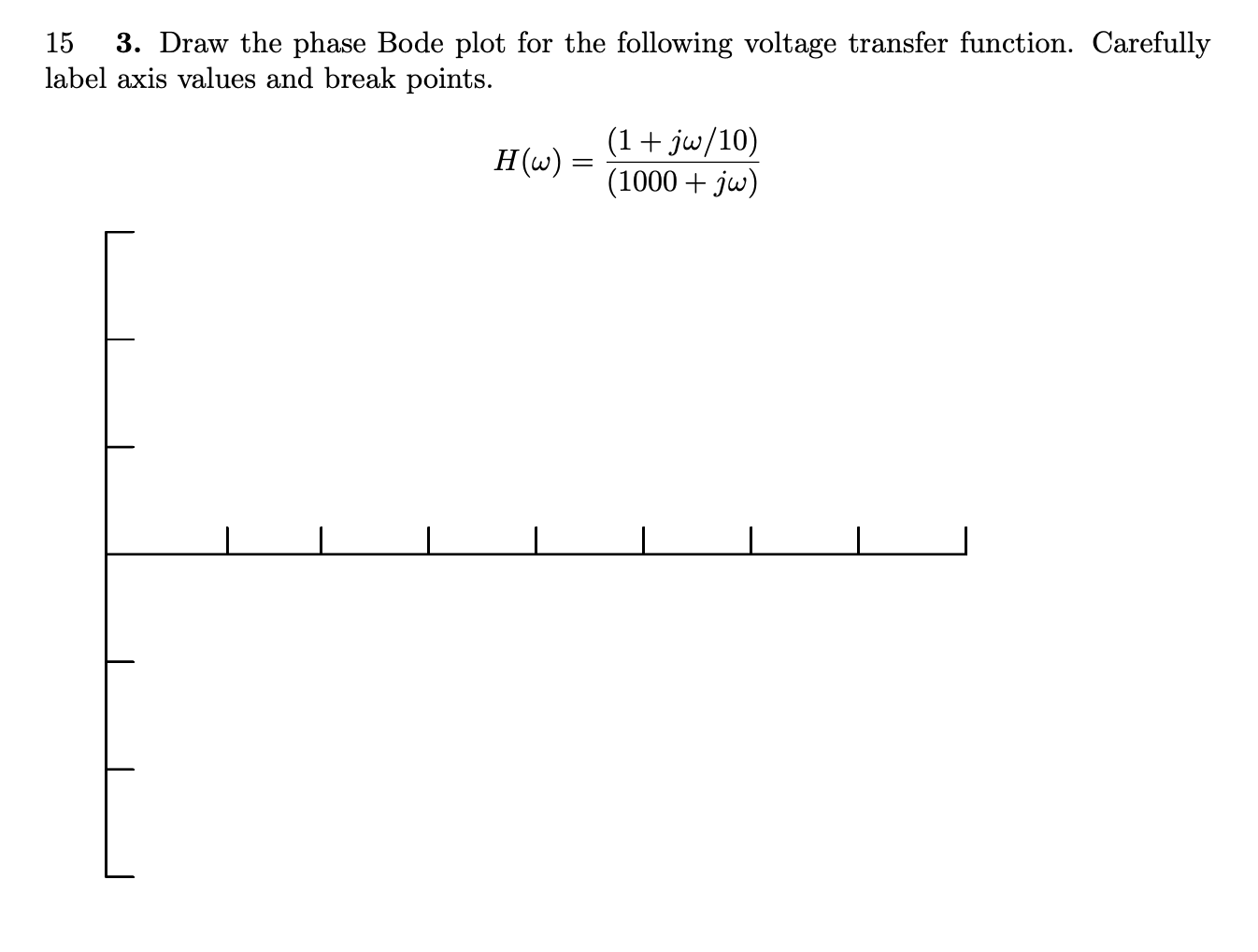 Solved 15 3. Draw the phase Bode plot for the following | Chegg.com