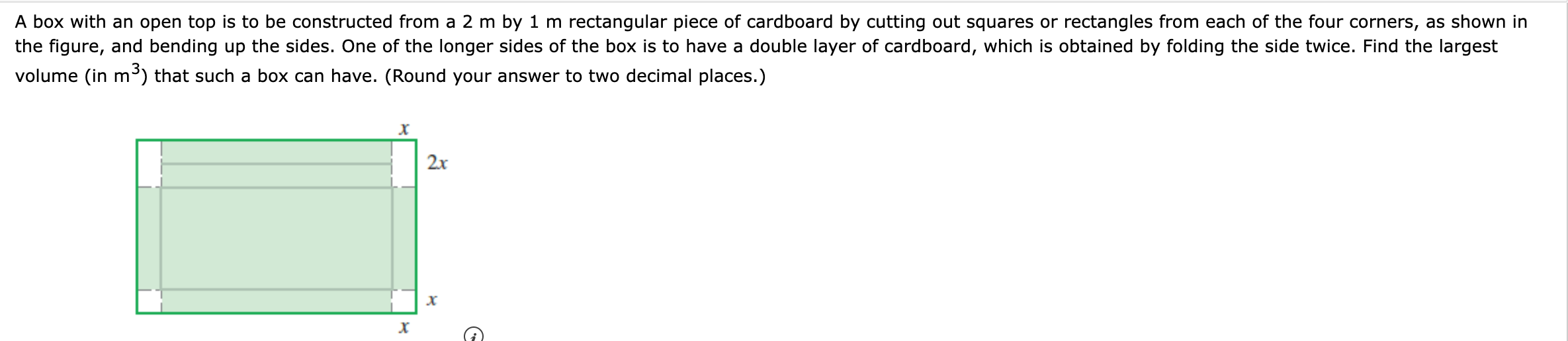 Solved A box with an open top is to be constructed from a 2 | Chegg.com
