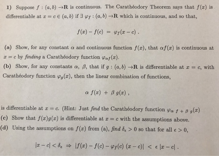 1) Suppose f: (a, b) -R is continuous. The | Chegg.com