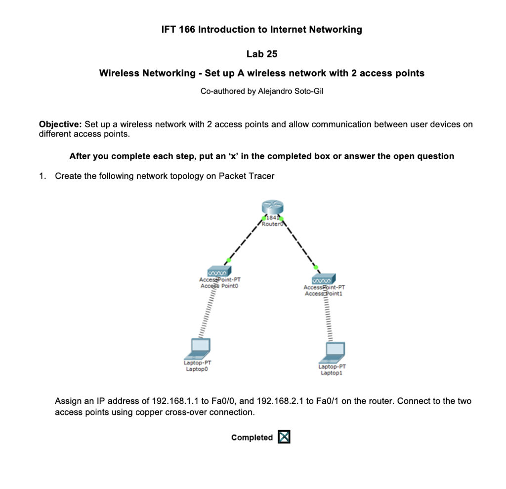 Solved IFT 166 Introduction to Internet Networking Lab 25 | Chegg.com