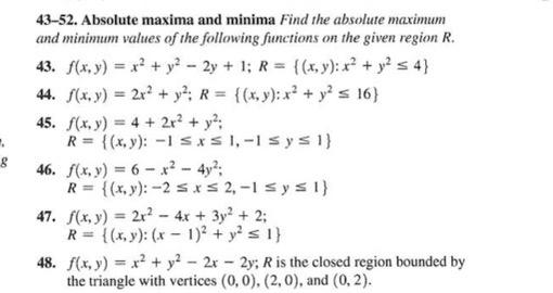 Solved 43-52. Absolute maxima and minima Find the absolute | Chegg.com