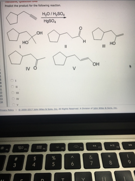 Solved Predict the product for the following reaction. H20 / | Chegg.com