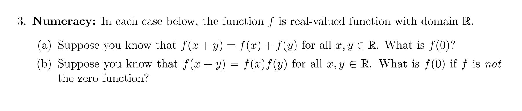 Solved 3. Numeracy: In each case below, the function f is | Chegg.com