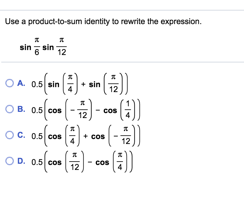Solved Use a product-to-sum identity to rewrite the | Chegg.com