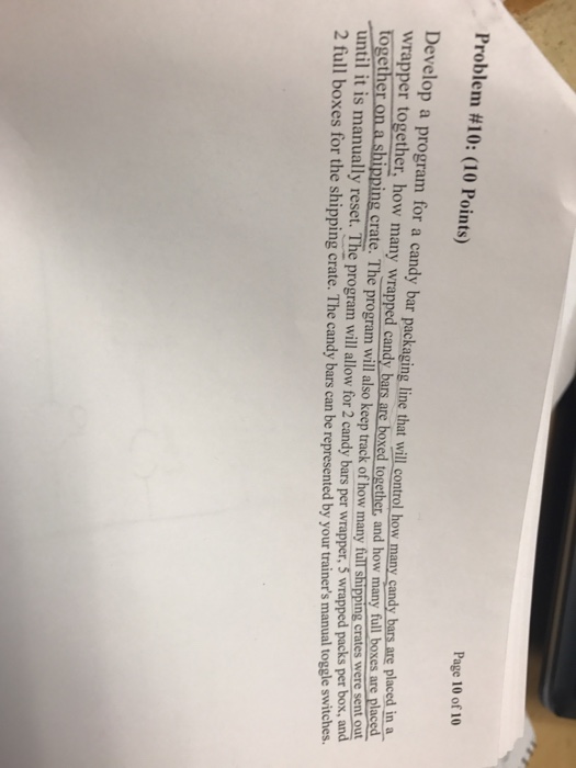 Develop a program for a candy bar packaging line that | Chegg.com