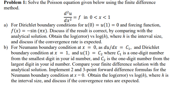 Problem 1: Solve the Poisson equation given below | Chegg.com