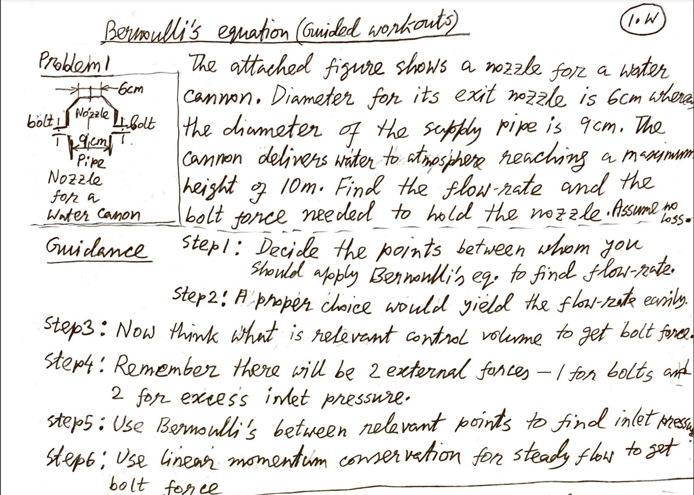 Bernoull's equation (Guided workionts) (1.W) Nozzle | Chegg.com