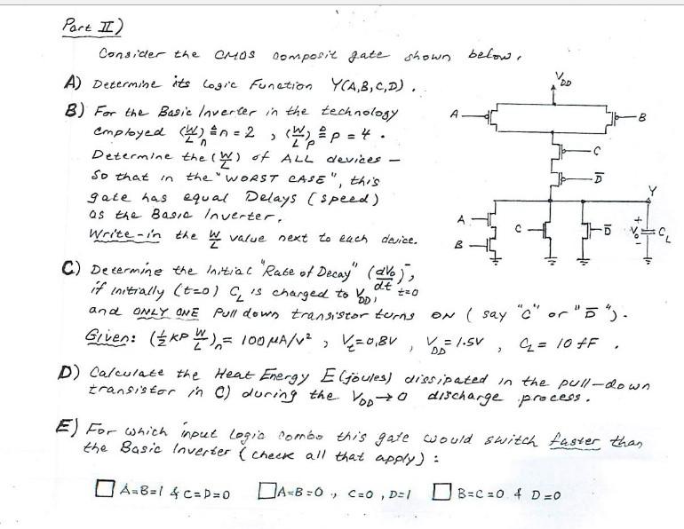 Solved . 3 ZA c 5 Part I) Consider the CMOS composit gate | Chegg.com