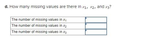 Solved d. How many missing values are there lnx1,x2, and x3 | Chegg.com