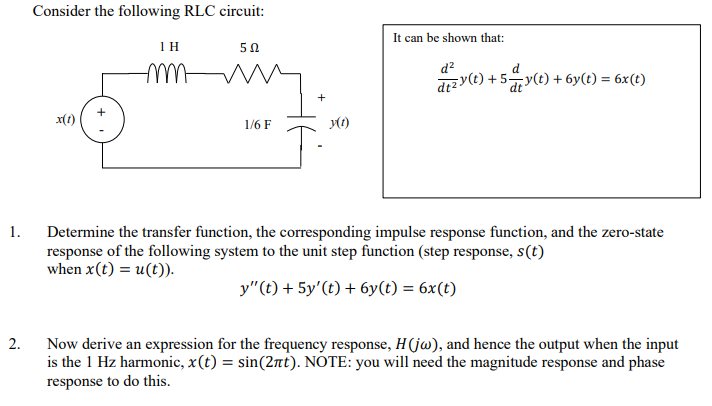 Solved Consider the following RLC circuit: It can be shown | Chegg.com