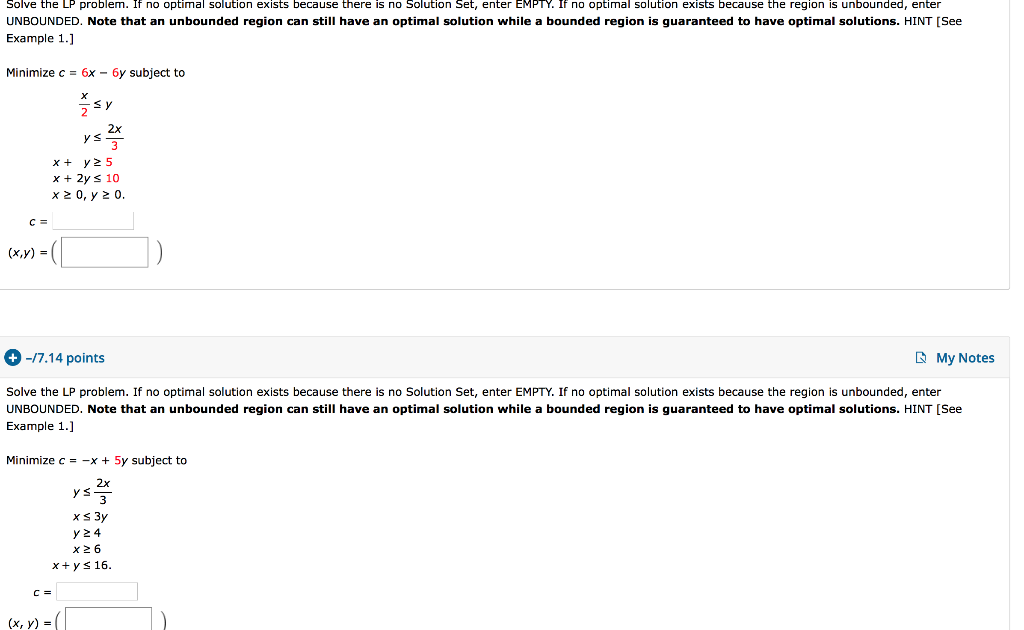 Solved Solve the LP problem. If no optimal solution exists | Chegg.com