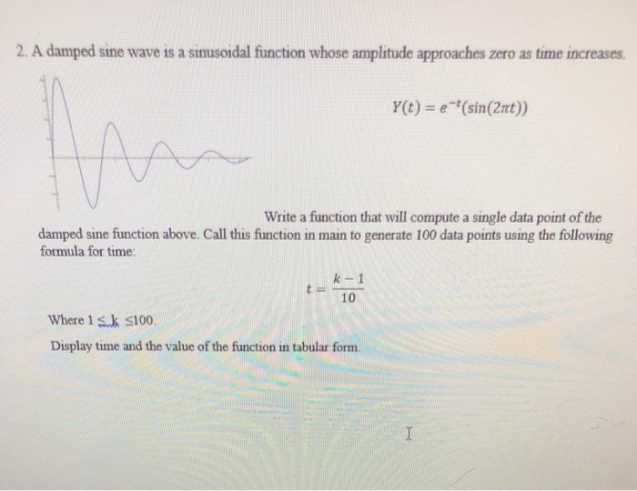 Solved 2. A damped sine wave is a sinusoidal function whose | Chegg.com
