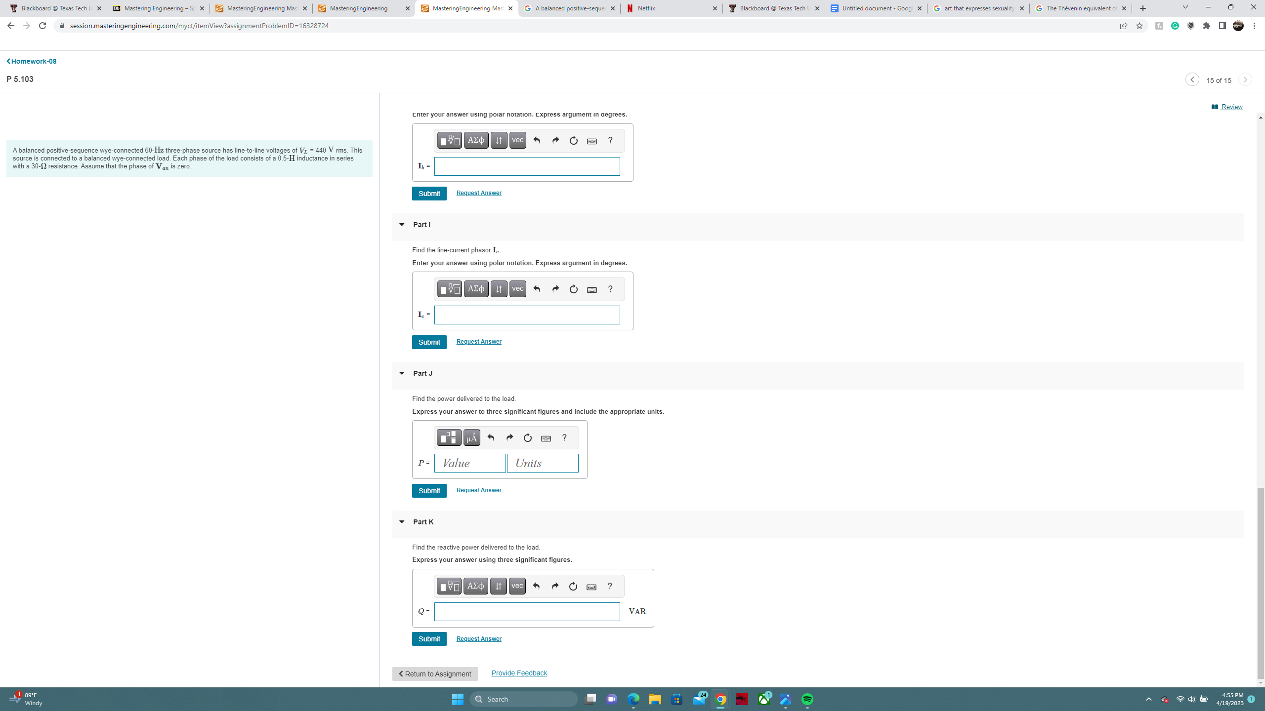 Solved A balanced positive-sequence wye-connected 60-Hz | Chegg.com
