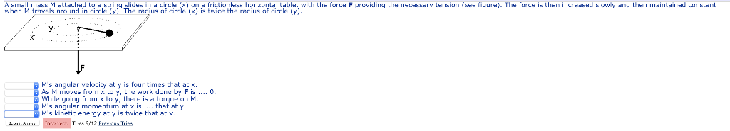 Solved A small mass M attached to a string slides in a | Chegg.com