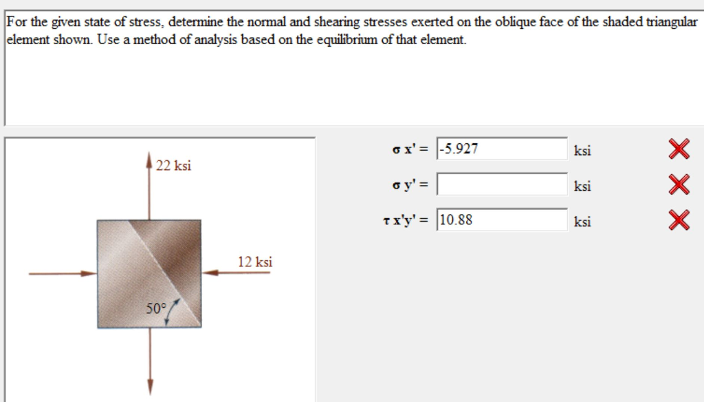 Solved For the given state of stress, determine the normal | Chegg.com