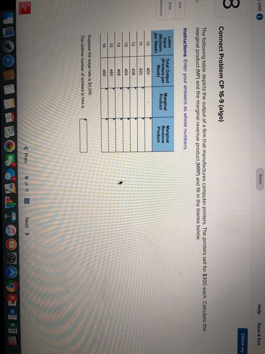 Solved HW Help Save&Exit Check my Connect Problem CP 16-9 | Chegg.com