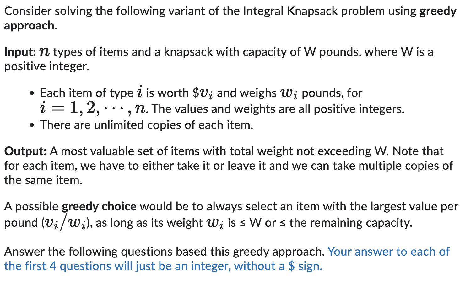 Solved Consider solving the following variant of the | Chegg.com