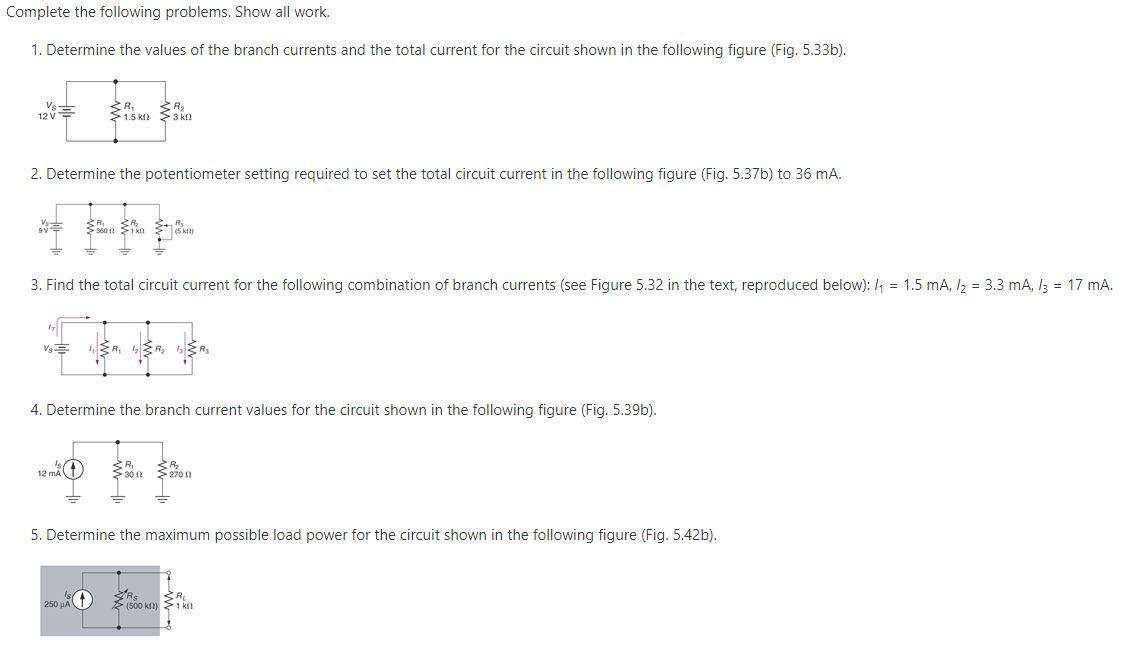 Solved Complete the following problems. Show all work. 1. | Chegg.com