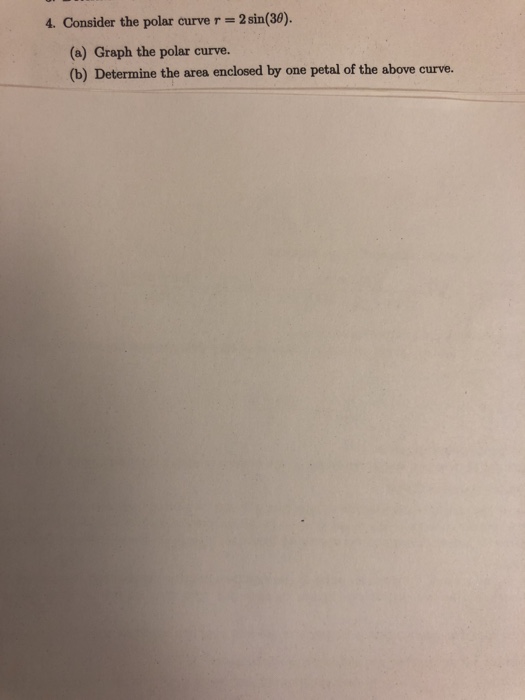 Solved 4. Consider the polar curve r- 2sin(30). (a) Graph | Chegg.com