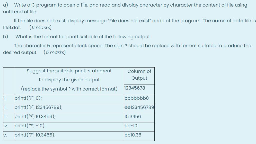 Solved Write a C program to open a file, and read and | Chegg.com