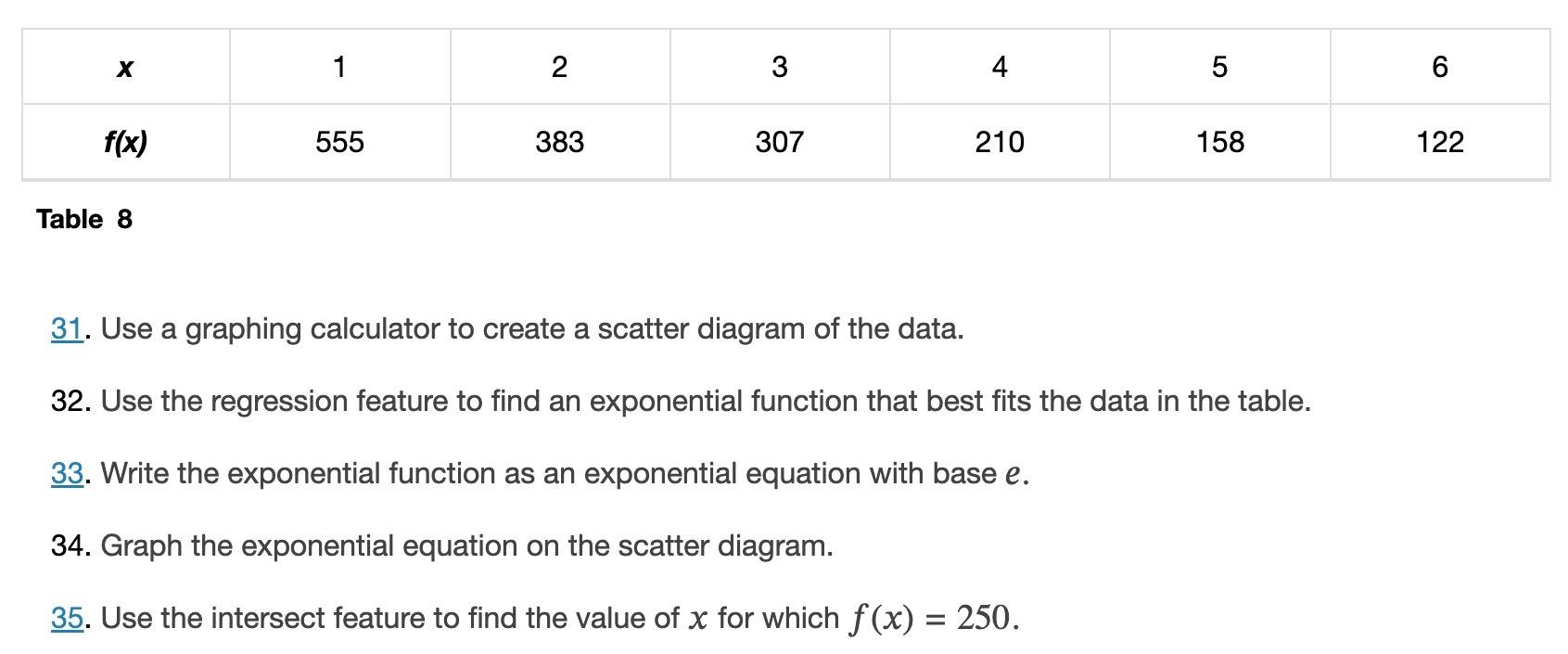Solved 31. Use a graphing calculator to create a scatter | Chegg.com