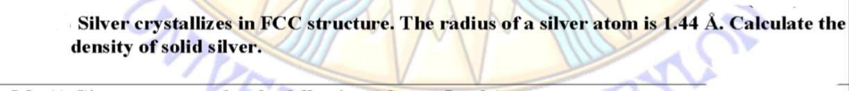 Solved Silver crystallizes in FCC structure. The radius of a | Chegg.com