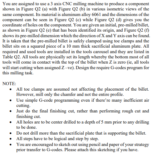 You are assigned to use a 3 axis CNC milling machine | Chegg.com