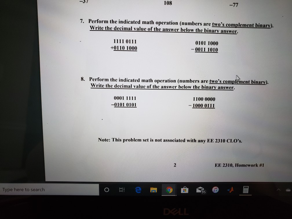 Solved EE 2310 Homework #1—Binary Numbers and Numeric | Chegg.com