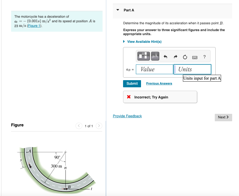 Solved The motorcycle has a deceleration of at=−(0.001 | Chegg.com