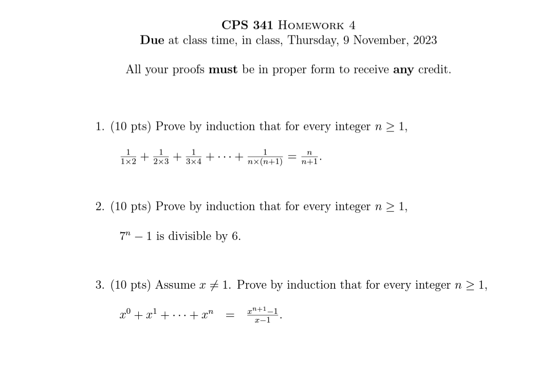 Solved CPS 341 Homework 4 Due at class time, in class, | Chegg.com
