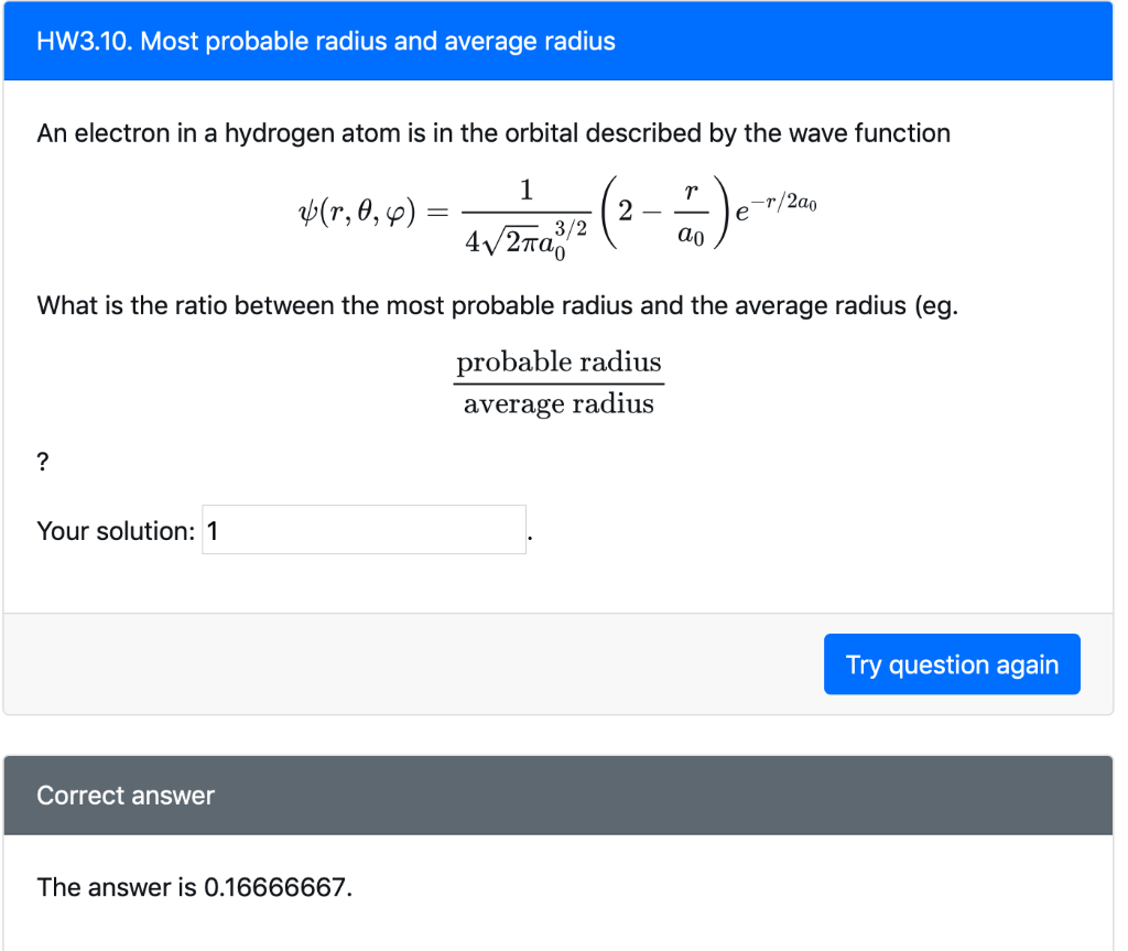 Solved Hw3 10 Most Probable Radius And Average Radius An