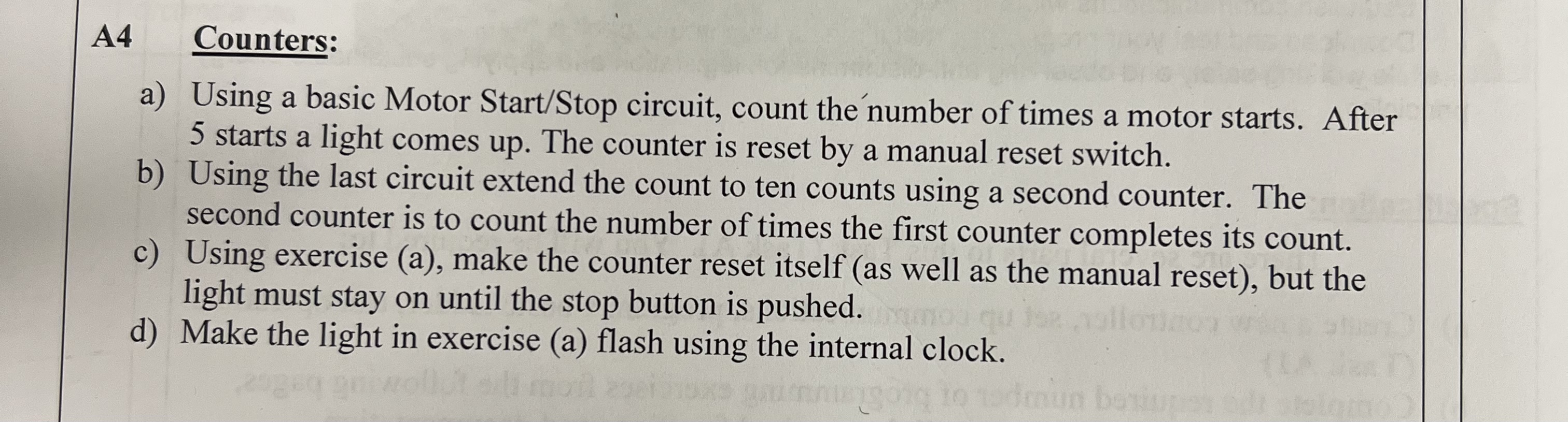 Solved A4 Counters: a) Using a basic Motor Start/Stop | Chegg.com