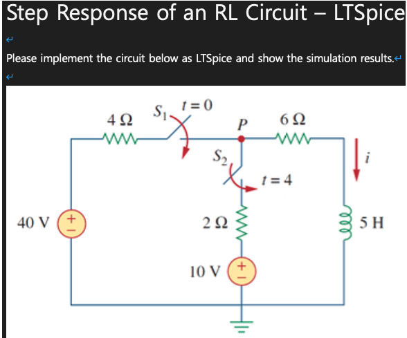 Solved Step Response of an RL Circuit – LTSpice Please | Chegg.com