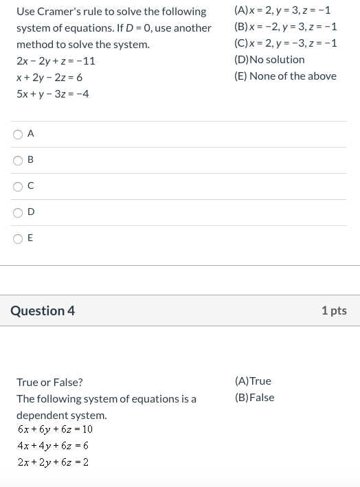 Solved Use Cramer's rule to solve the following system of | Chegg.com